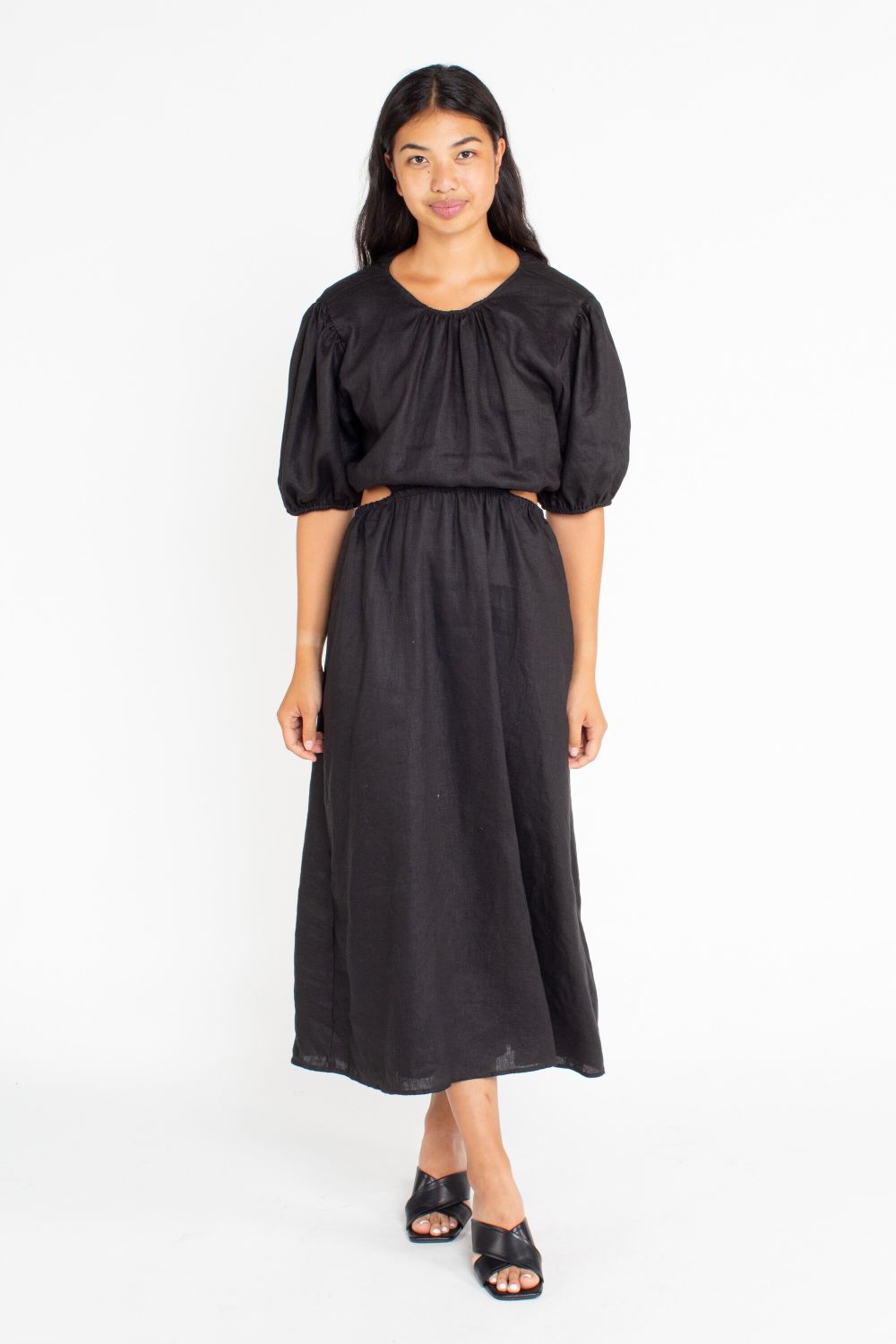 Aere - Tiered Linen Midi Dress | All The Dresses