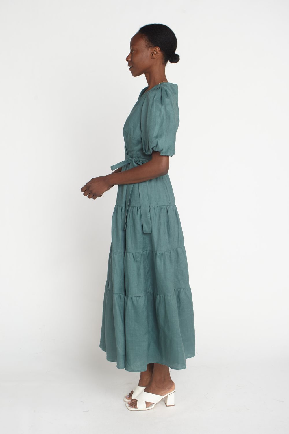 Aere - Tiered Linen Midi Dress | All The Dresses