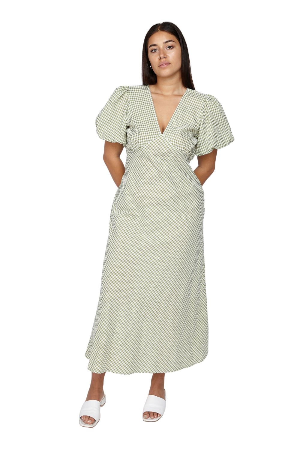 Ruby - Uma Dress - Khaki Gingham | All The Dresses